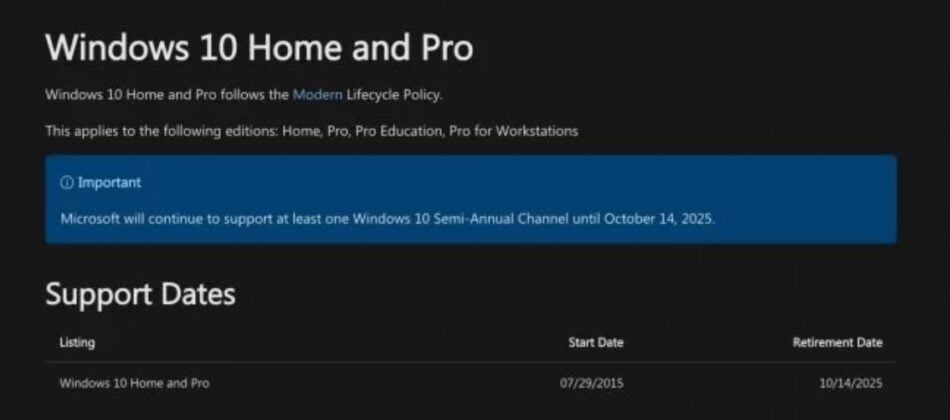 Sokongan untuk Windows 10 tamat 2025 - Microsoft