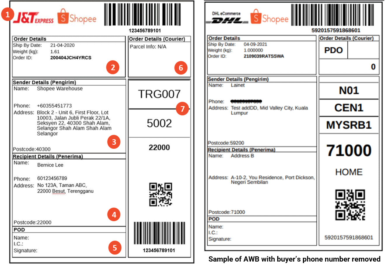 Tiada lagi nombor telefon Pelanggan dipaparkan pada Bungkusan ...